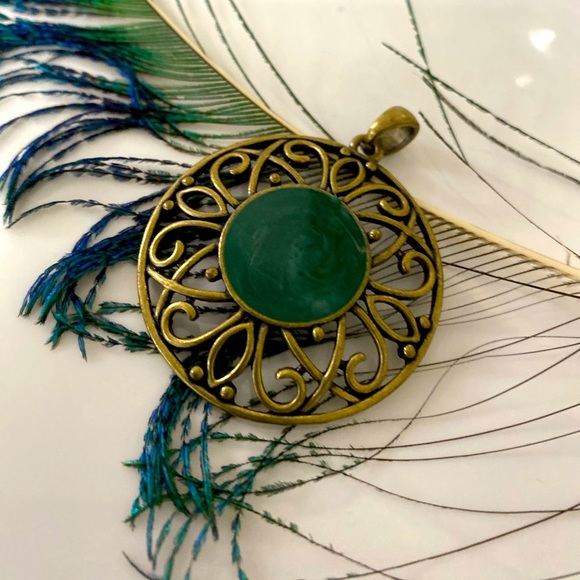 Jewelry | Natural Green Jet Stone Pendant | Poshmark